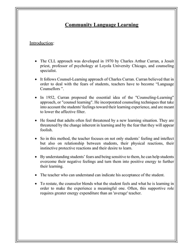 Community Language Learning Notes | PDF