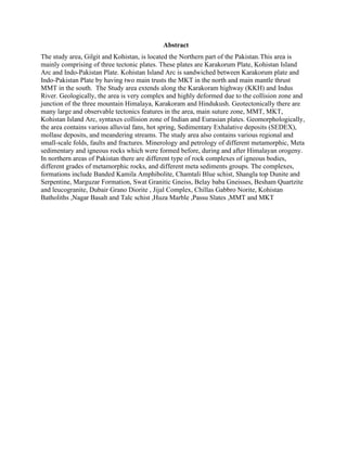 Gilgit And Kohistan Field Report by Haseen azam Department of Geology ...
