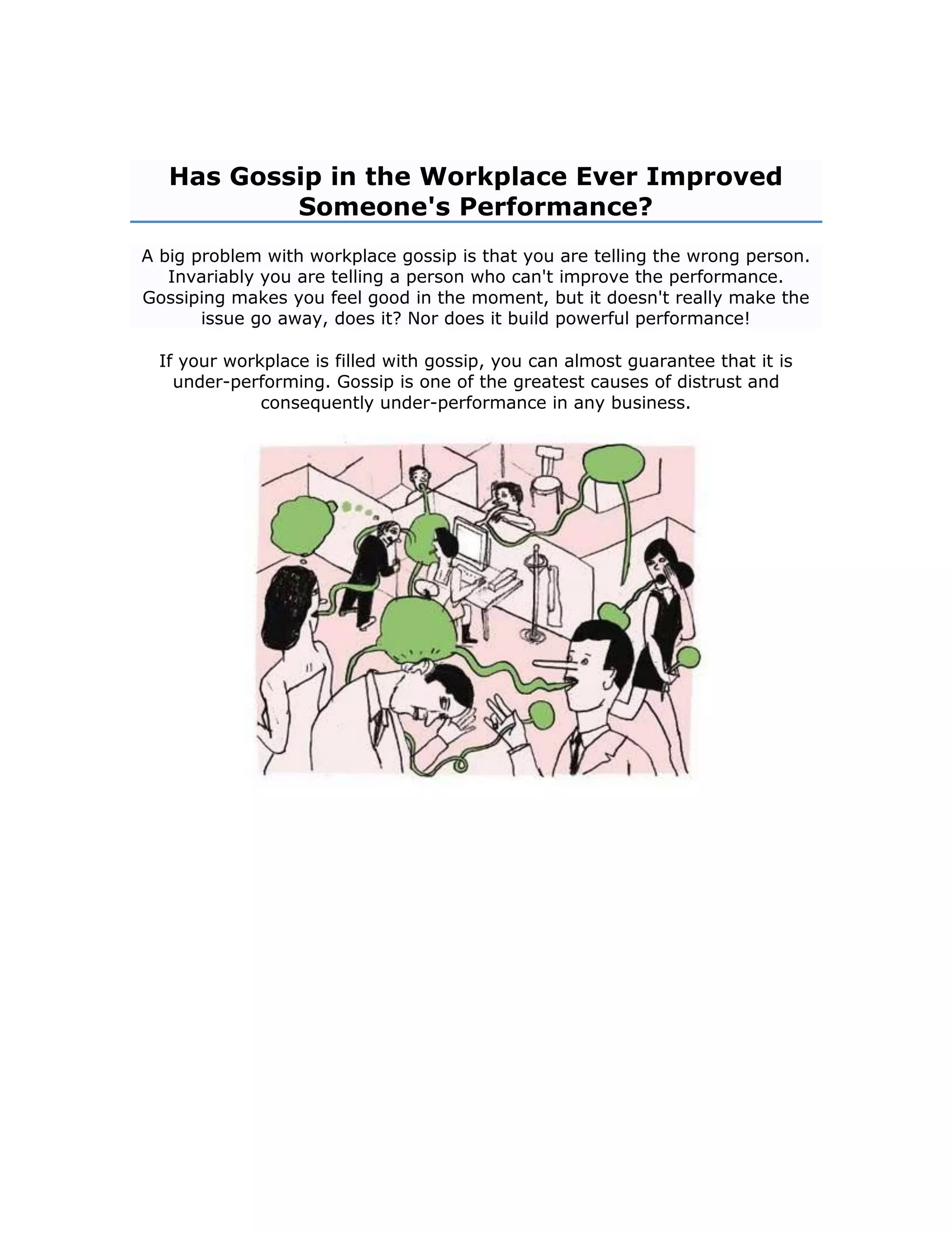 Has gossip in the workplace ever improved someone | PDF