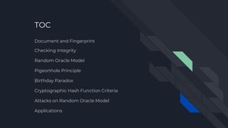 Random Oracle Model & Hashing - Cryptography & Network Security | PPTX