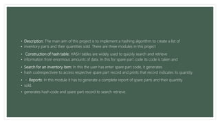 Hash based inventory system | PPTX