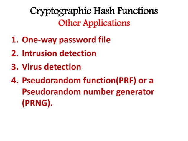 Hash Function | PPTX | Information and Network Security | Computing