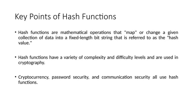 Hash Functions From Information Security Pptx Programming Languages Computing