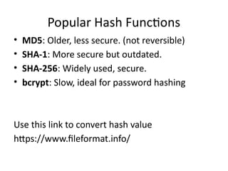 Hash Functions and many other function of the | PPTX