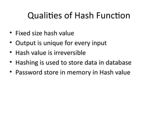 Hash Functions and many other function of the | PPTX