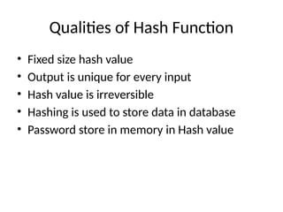 Hash Functions with examples and other things | PPT