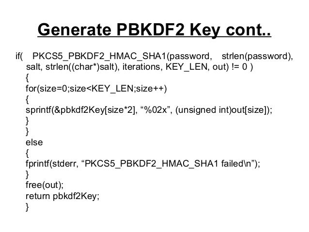 Generate Pbkdf2 And Hmac Using Openssl And C