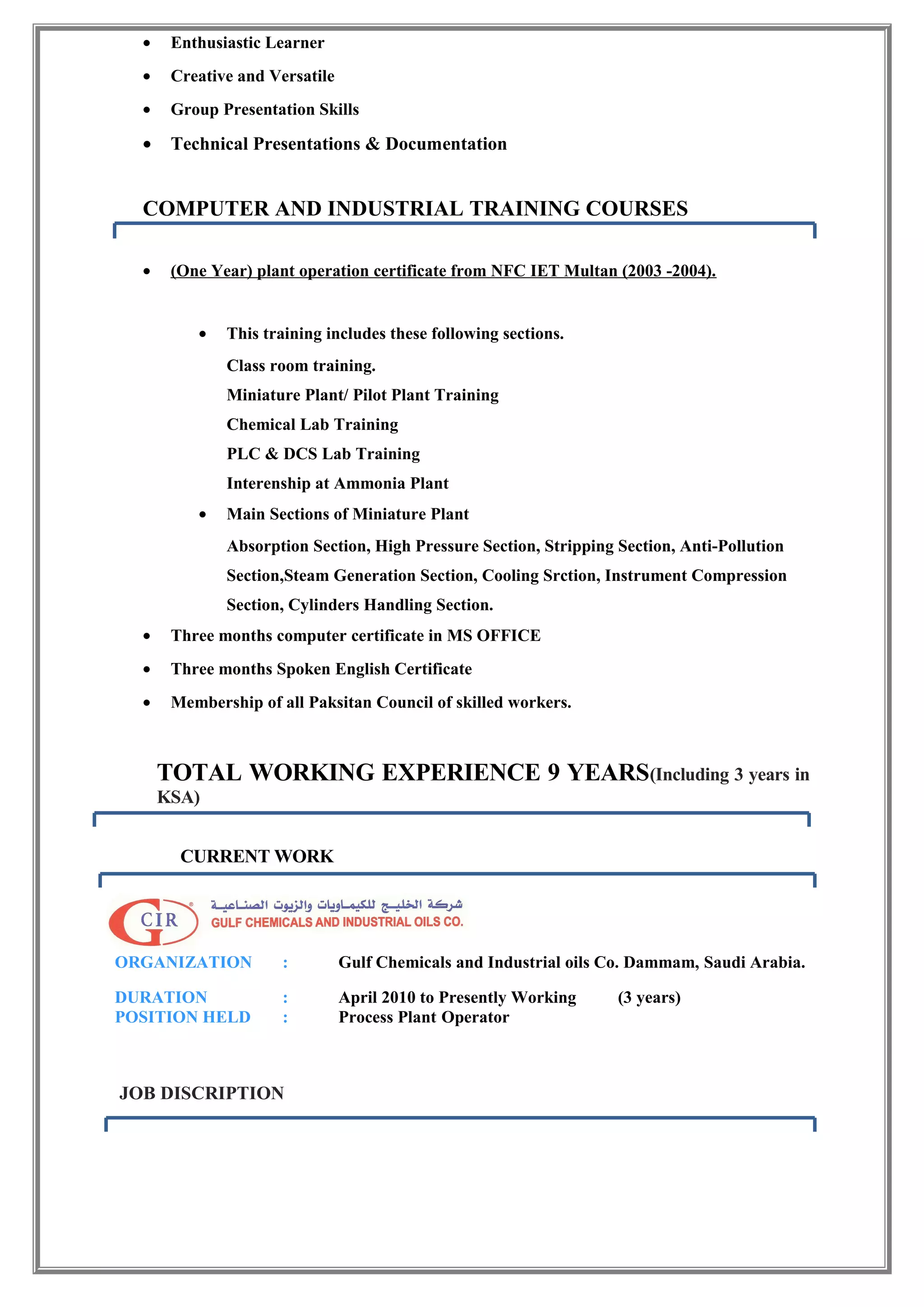 Hashim khan cv | DOC | Chemistry | Science
