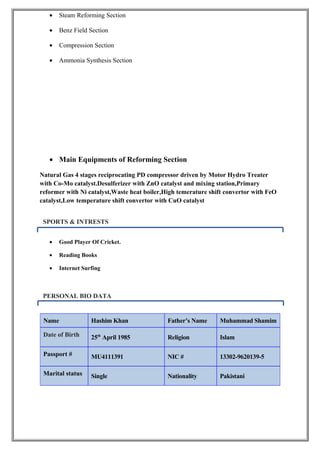 Hashim khan cv | DOC | Chemistry | Science