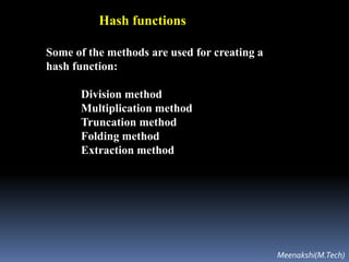 Hashing | PPTX | Databases | Computer Software and Applications