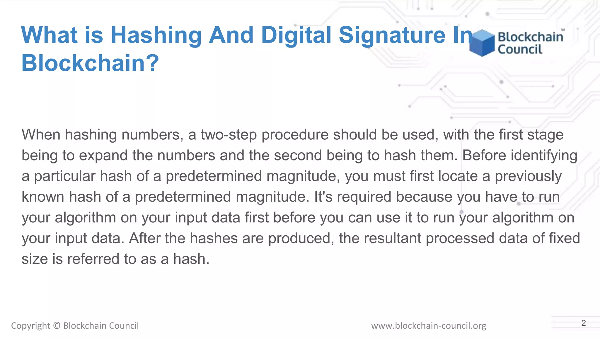 What is Hashing And Digital Signature In Blockchain? | PPT