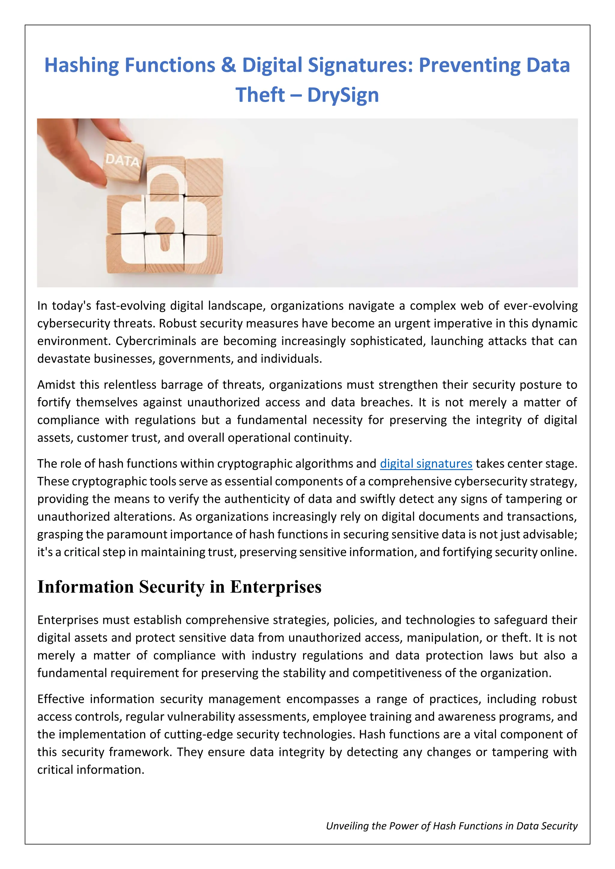 Hashing Functions & Digital Signatures Preventing Data Theft - DrySign.pdf