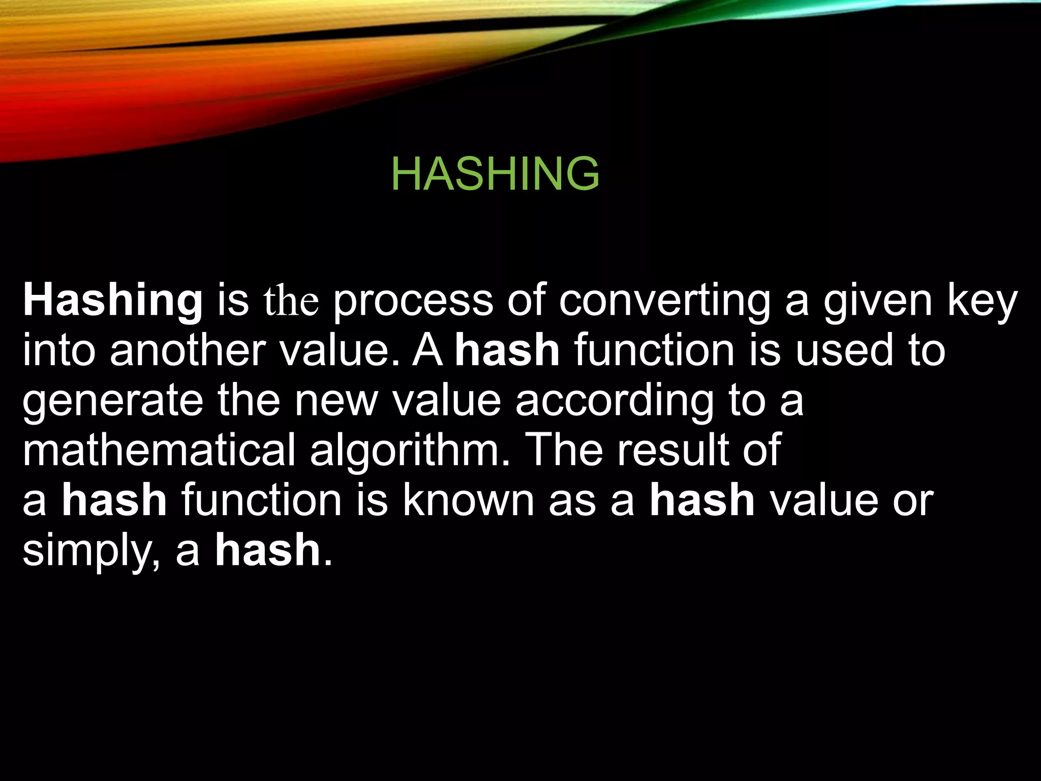 Hashing And Hashtable Application Of Hashing Advantages Of Hashing Disadvantages Of Hashing Ppt