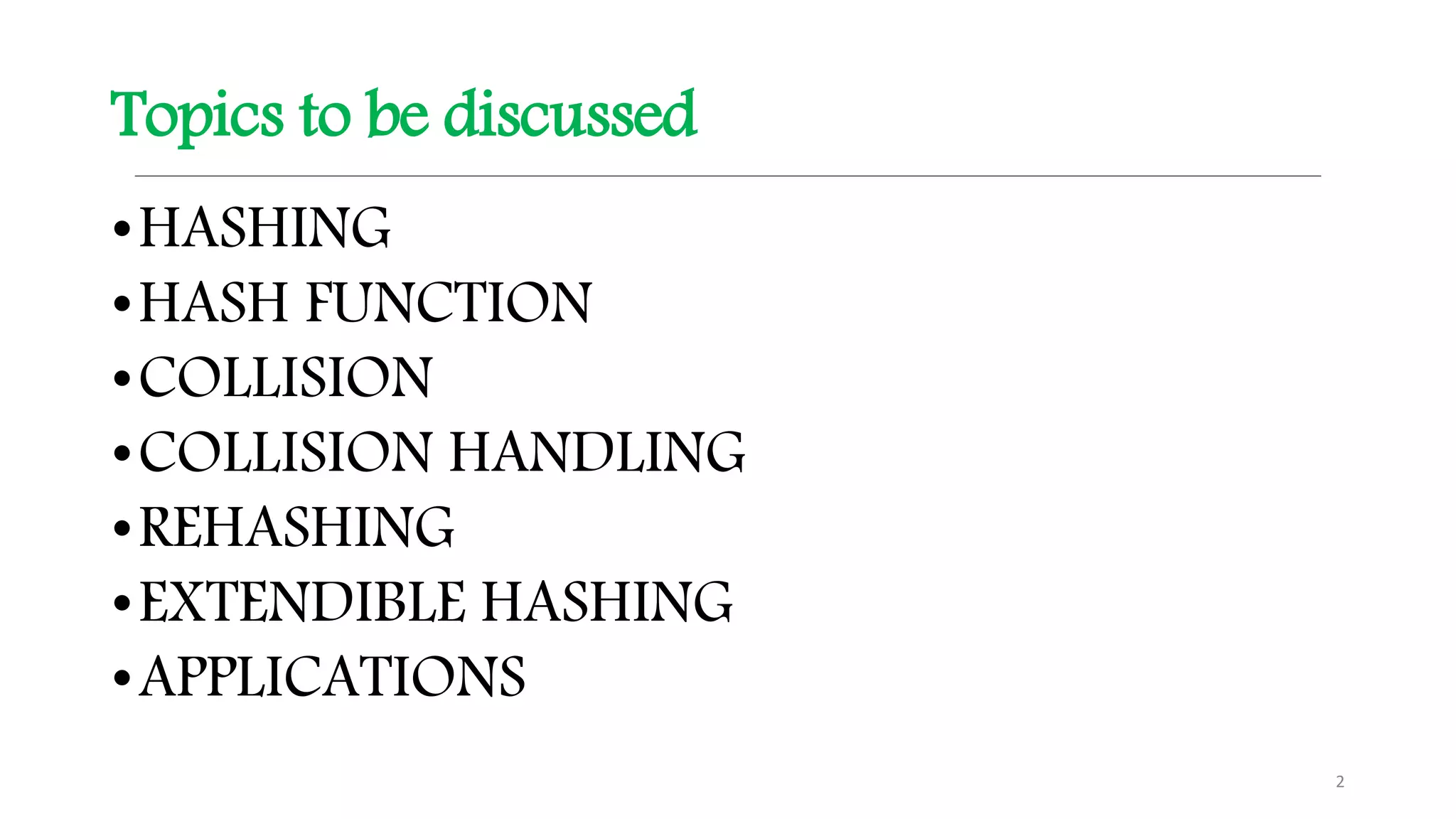Data Structures Hashing Ppt