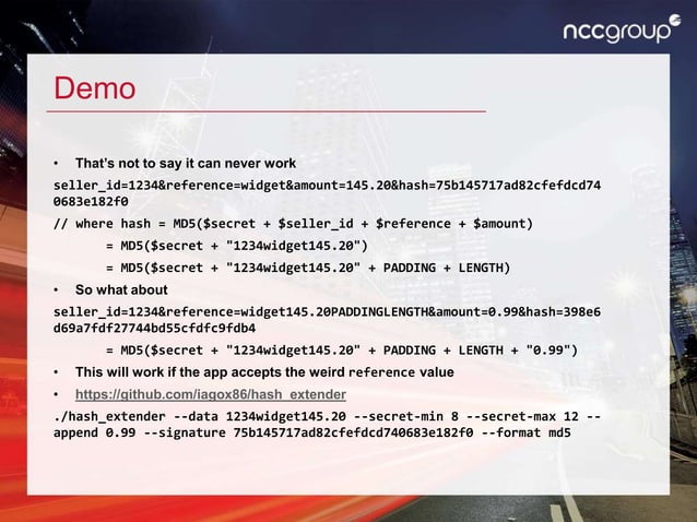 Hash length extension attacks | PPT