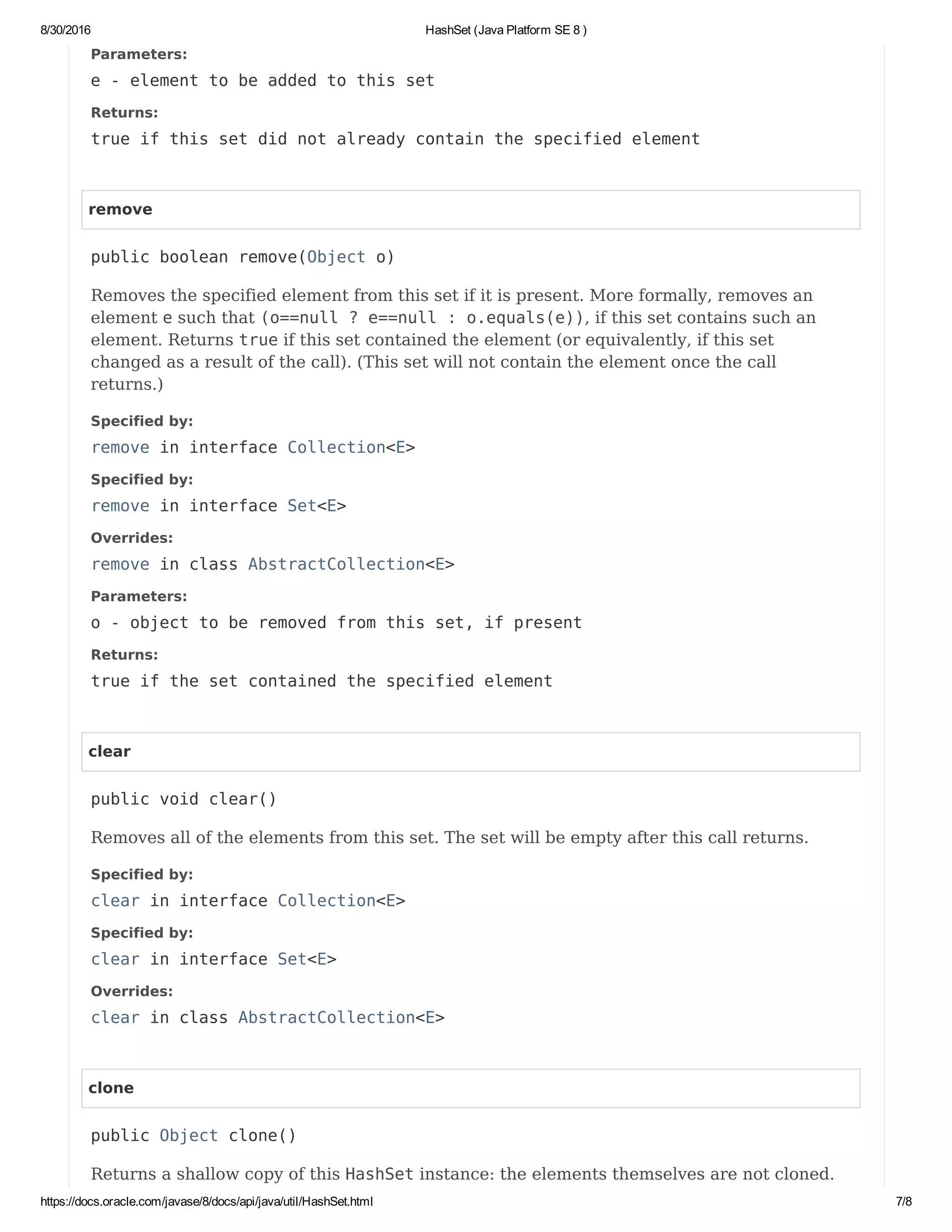 Hash Set Java Platform Se 8 Pdf