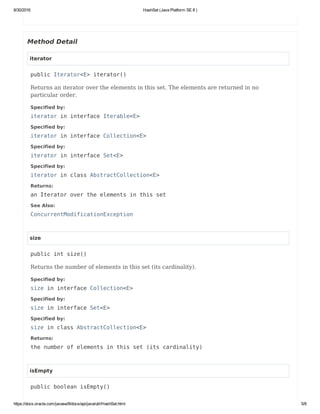 Hash set (java platform se 8 ) | PDF