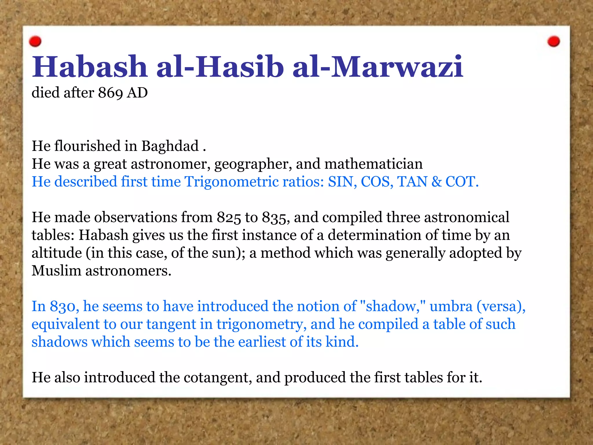 Habash al-Hasib al-Marwazi (9th-century muslim astronomer) | PPT | Islam | Religion & Spirituality