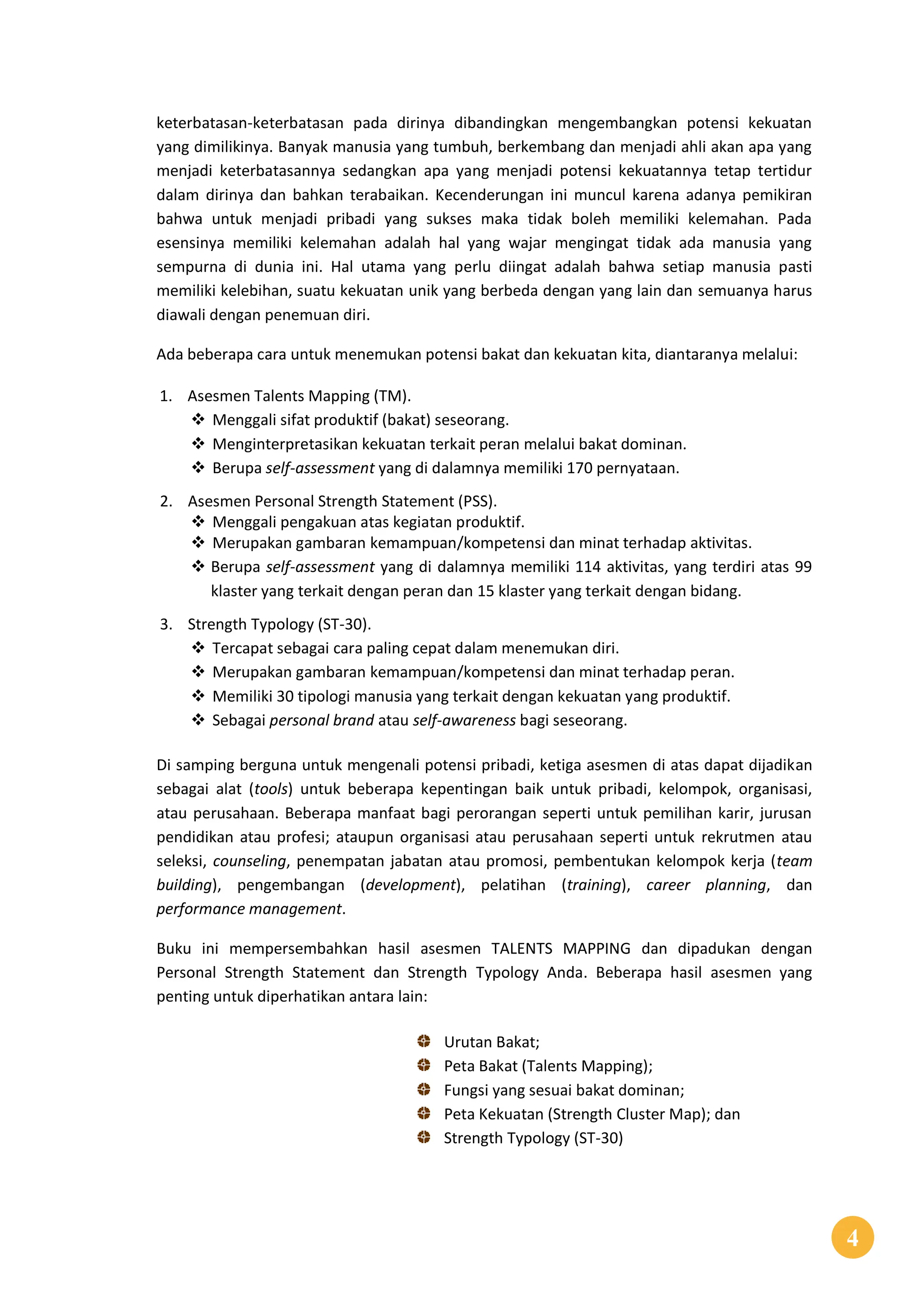 Hasil Asesmen TALENTS MAPPING - cara tes bakat | PDF