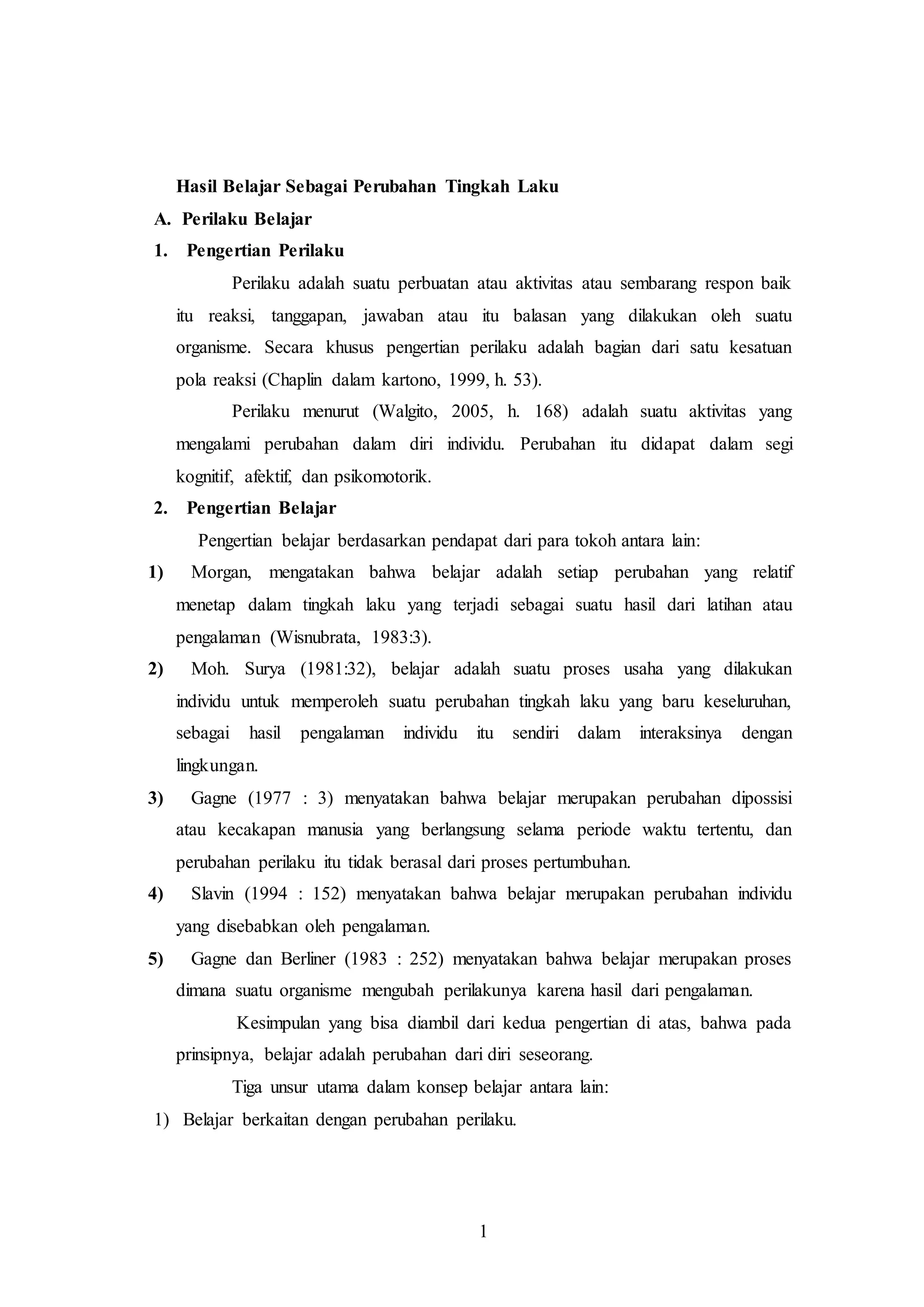 Hasil belajar sebagai perubahan tingkah laku | DOCX