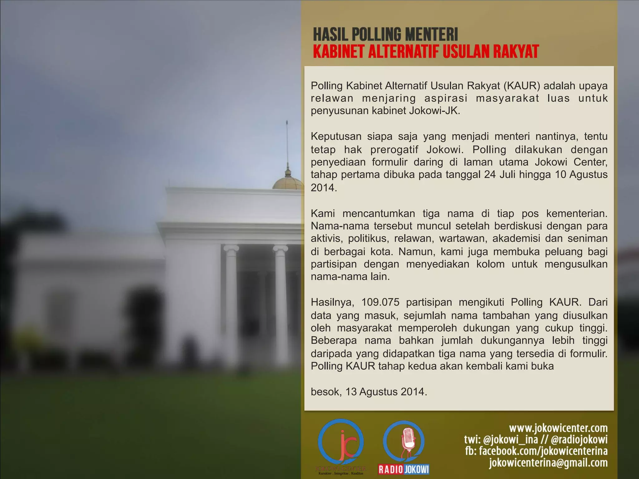 Hasil Polling Menteri KAUR Tahap I | PPT