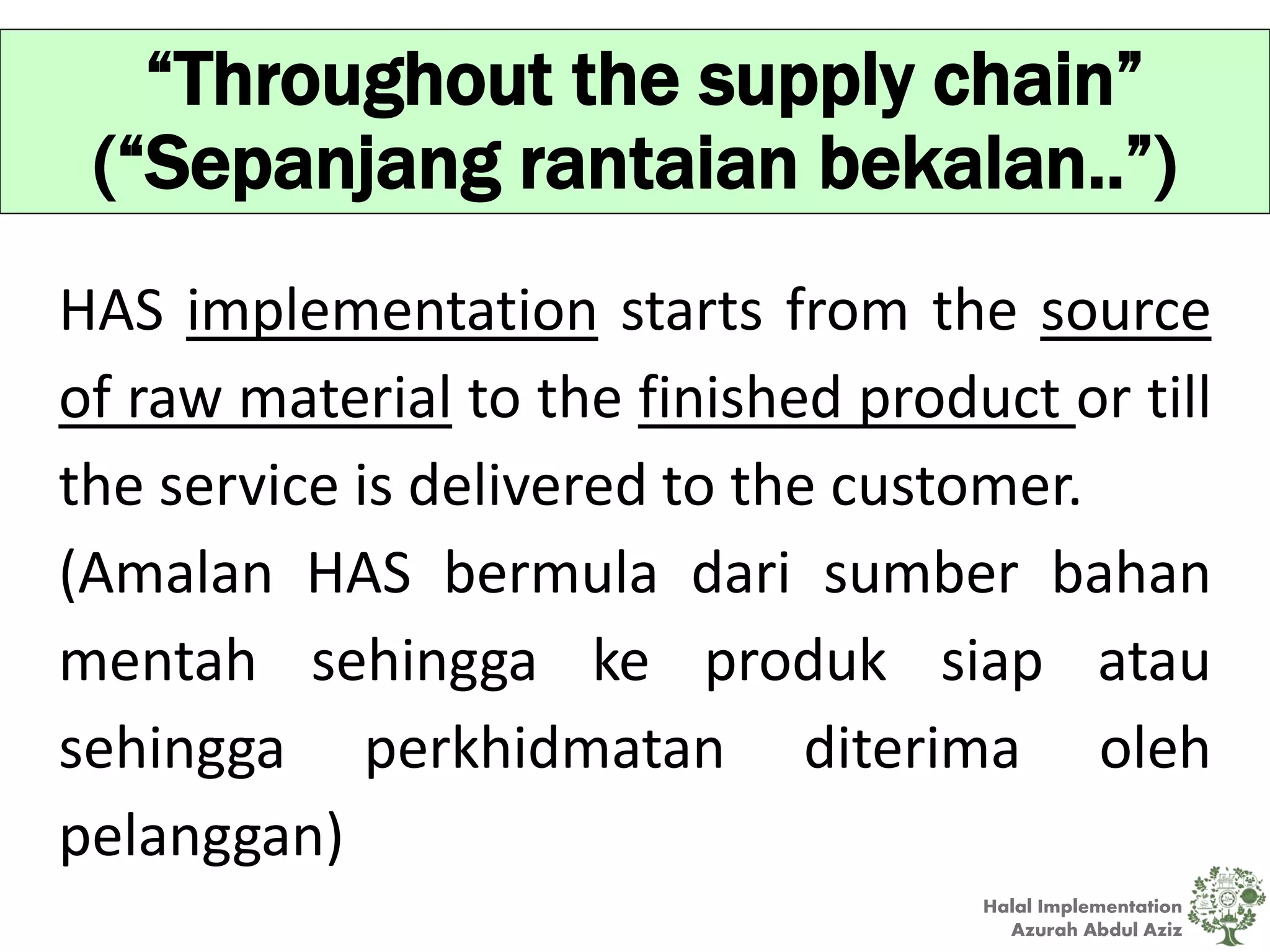 HALAL ASSURANCE MANAGEMENT SYSTEM -HAS | PDF