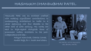 Hasmukh Patel (Life, Architecture & Works) | PDF