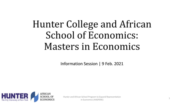 Hunter College and African School Masters in Economics | PPT