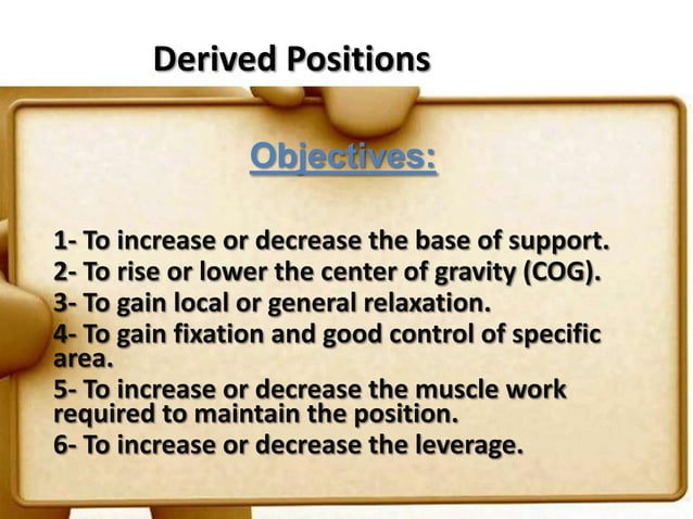 Use Of Fundamental & Derived Position. | PPTX | Physical Therapy | Wellness