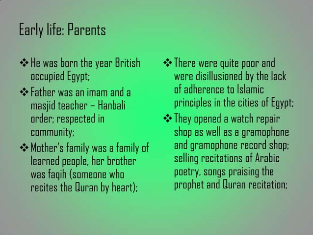 Hassan al banna | PPTX | Islam | Religion & Spirituality