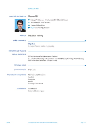 Mechanical Engr Hassan ali Mehr | PDF