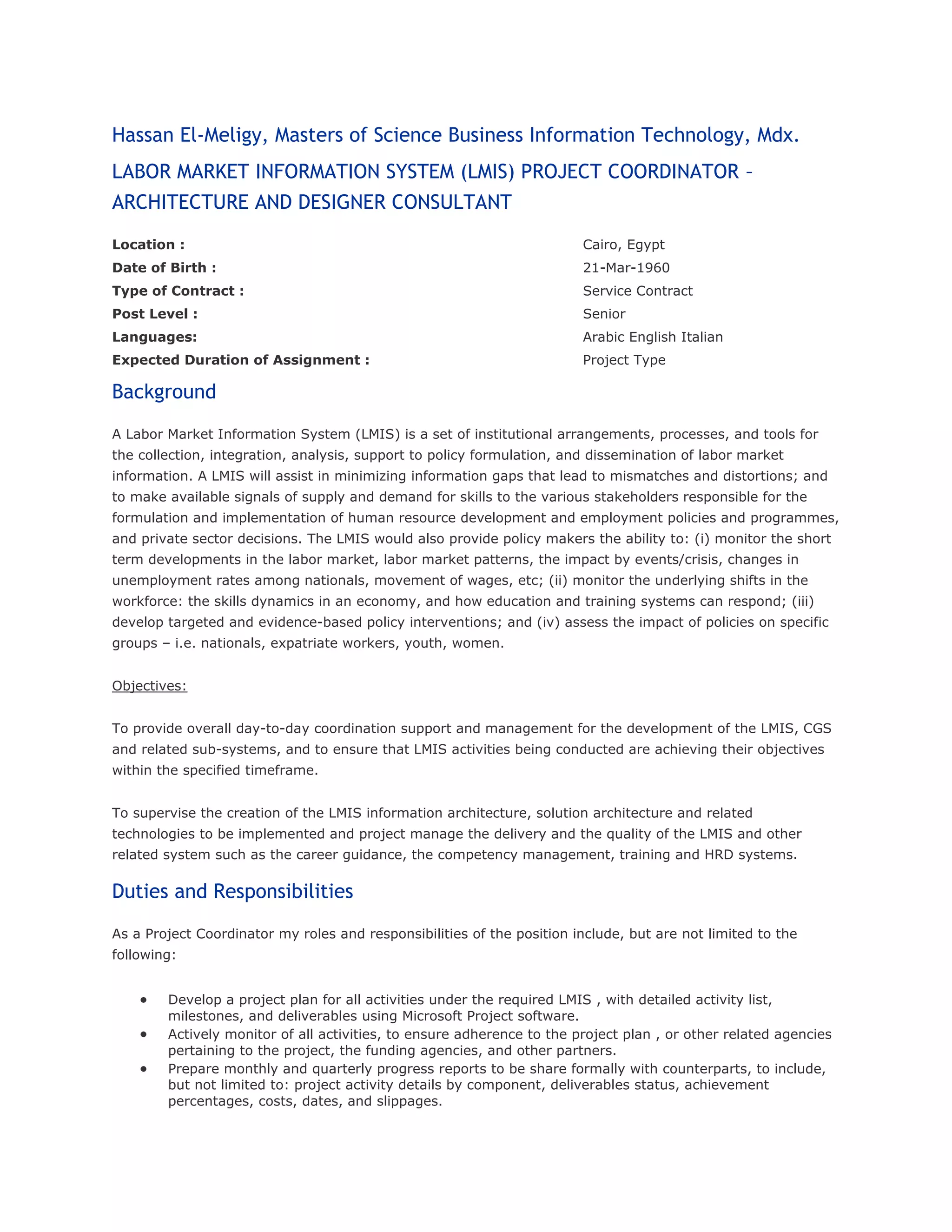 Hassan el meligy - general - labor market information system | DOCX