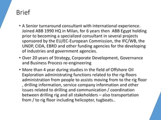 Hassan El Meligy - profile and consulting projects - 2017 | PPT