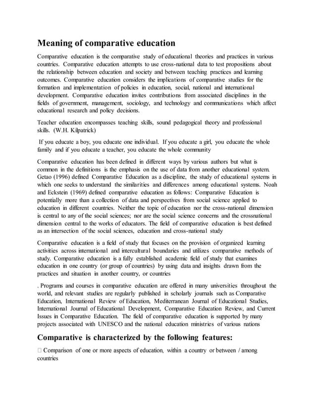 Concept of Comparative education. | DOCX