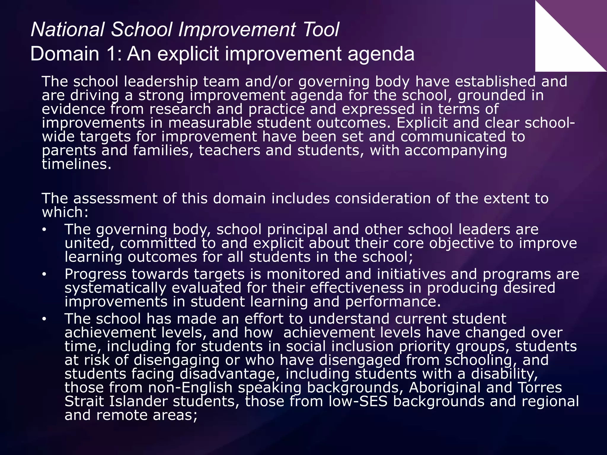 Australia’s School Improvement Framework | PPTX