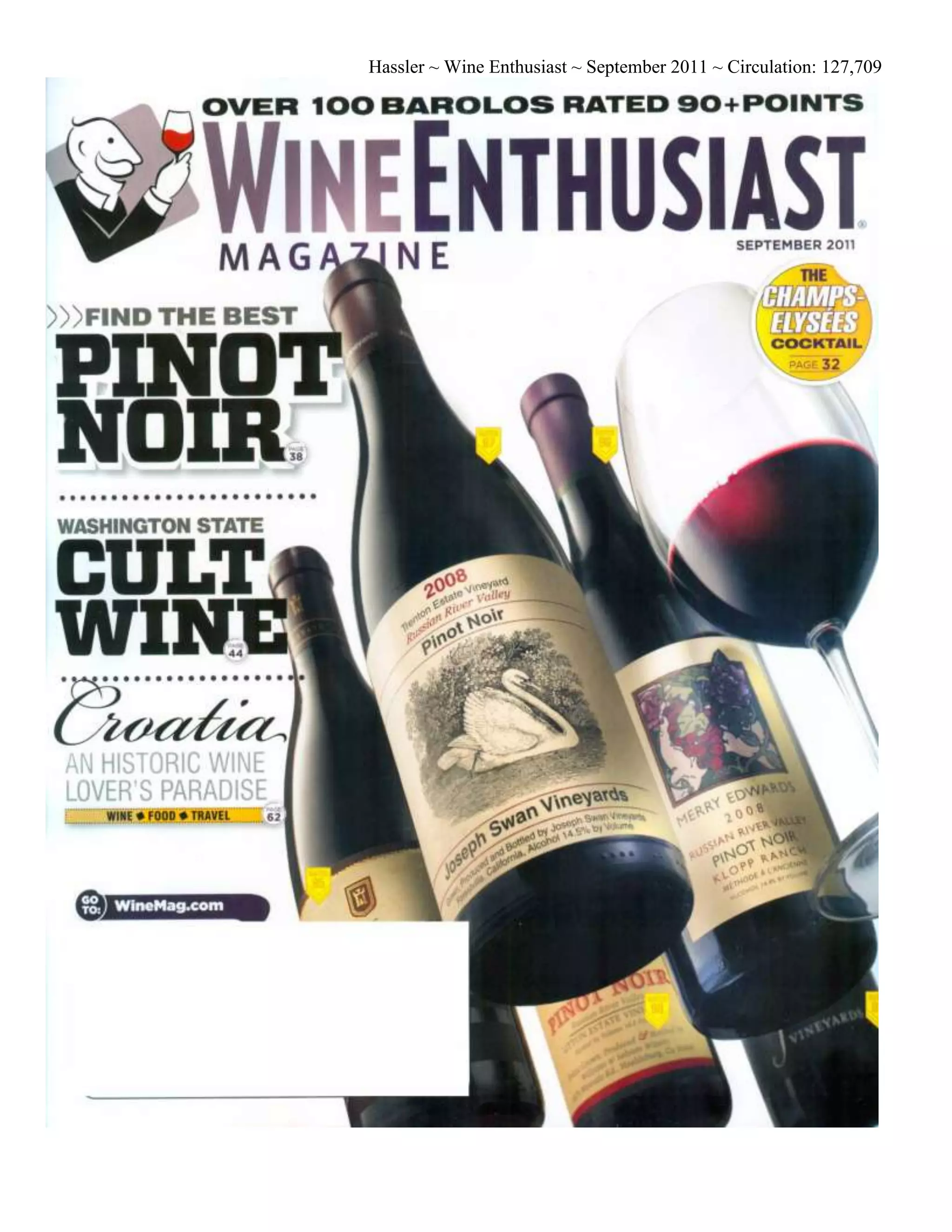 Wine Enthusiast ~ sep 2011 - Hassler Roma | PDF