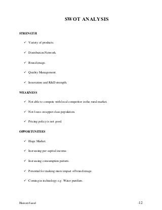 Hindustan Unilever Limited Product Report docx | PDF