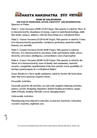Hasta nakshatra | PDF
