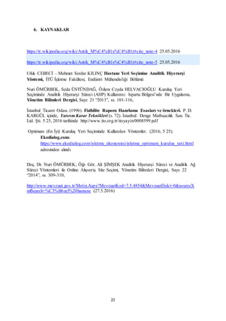 Hastane Yer Seçim Kriterleri Analitik Hiyerarşi Prosesi - Hospital ...