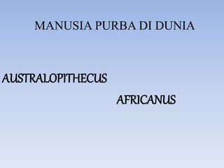 Manusia Purba Di Dunia ( Australopithecus Africanus, Robustus, Boisei ...