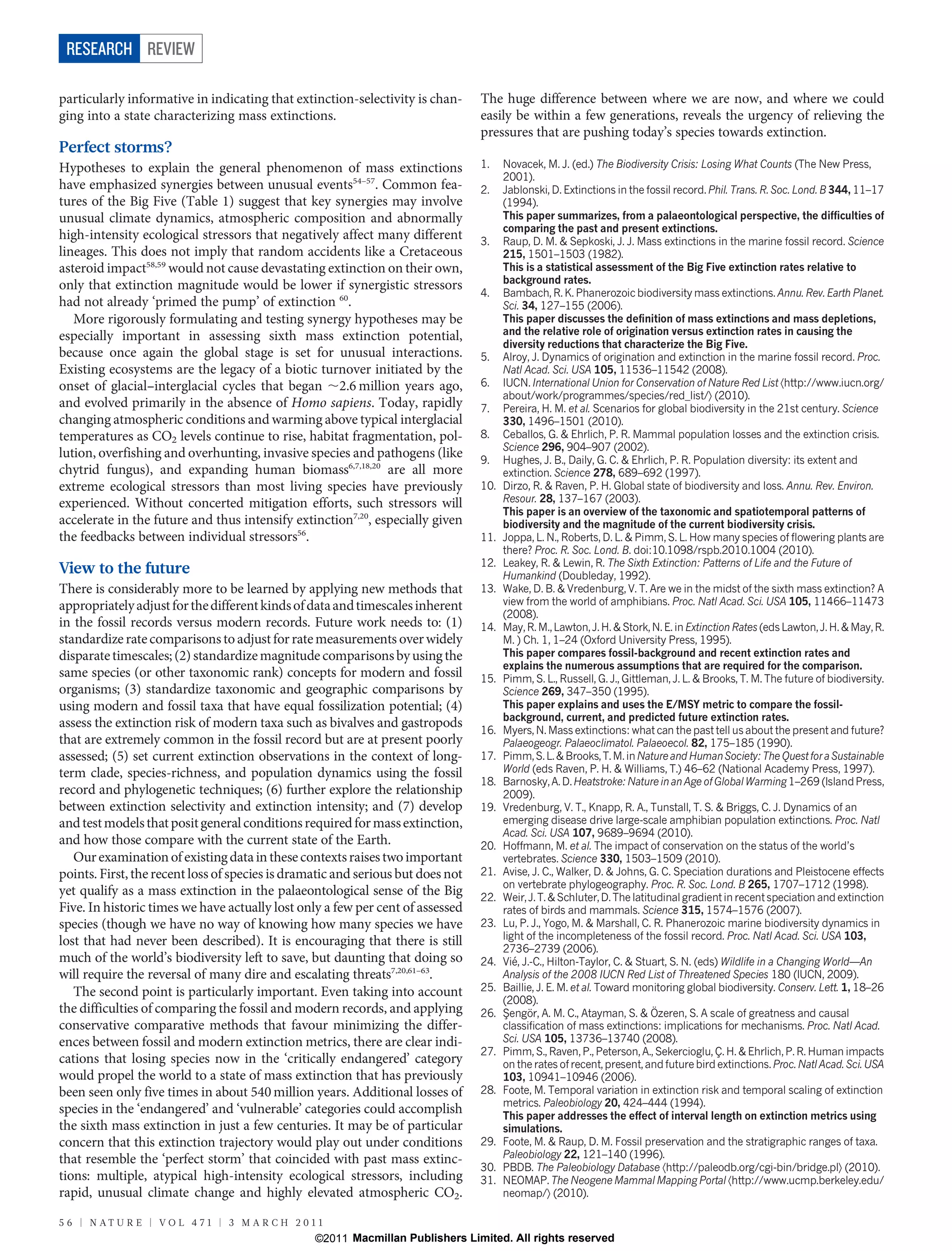 Has the earth sixth mass extinction already arrived 2011 barnosky | PDF