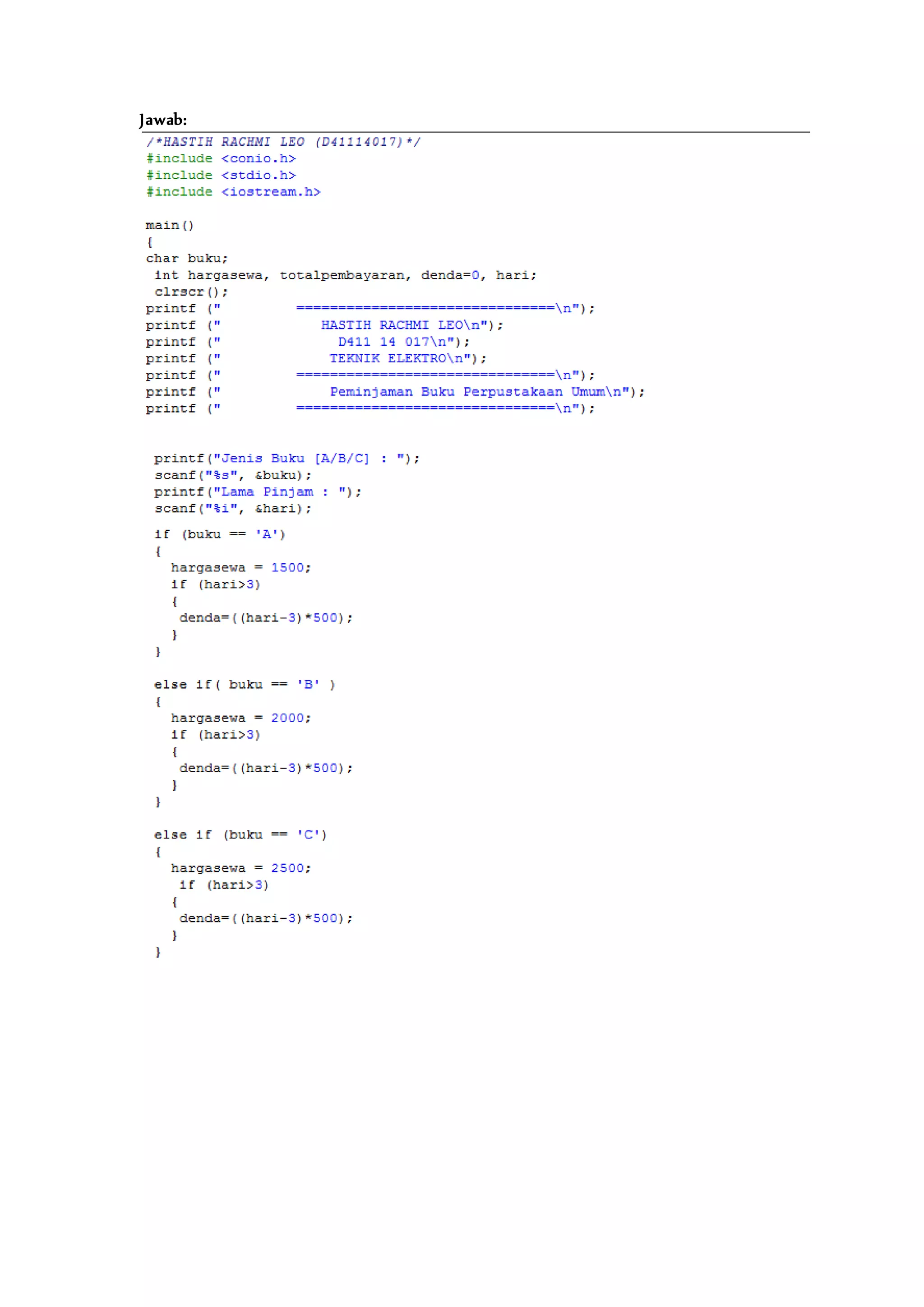 Sebuah program untuk menghitung luar persegi panjang, luas segitiga dan luas lingkaran | PDF