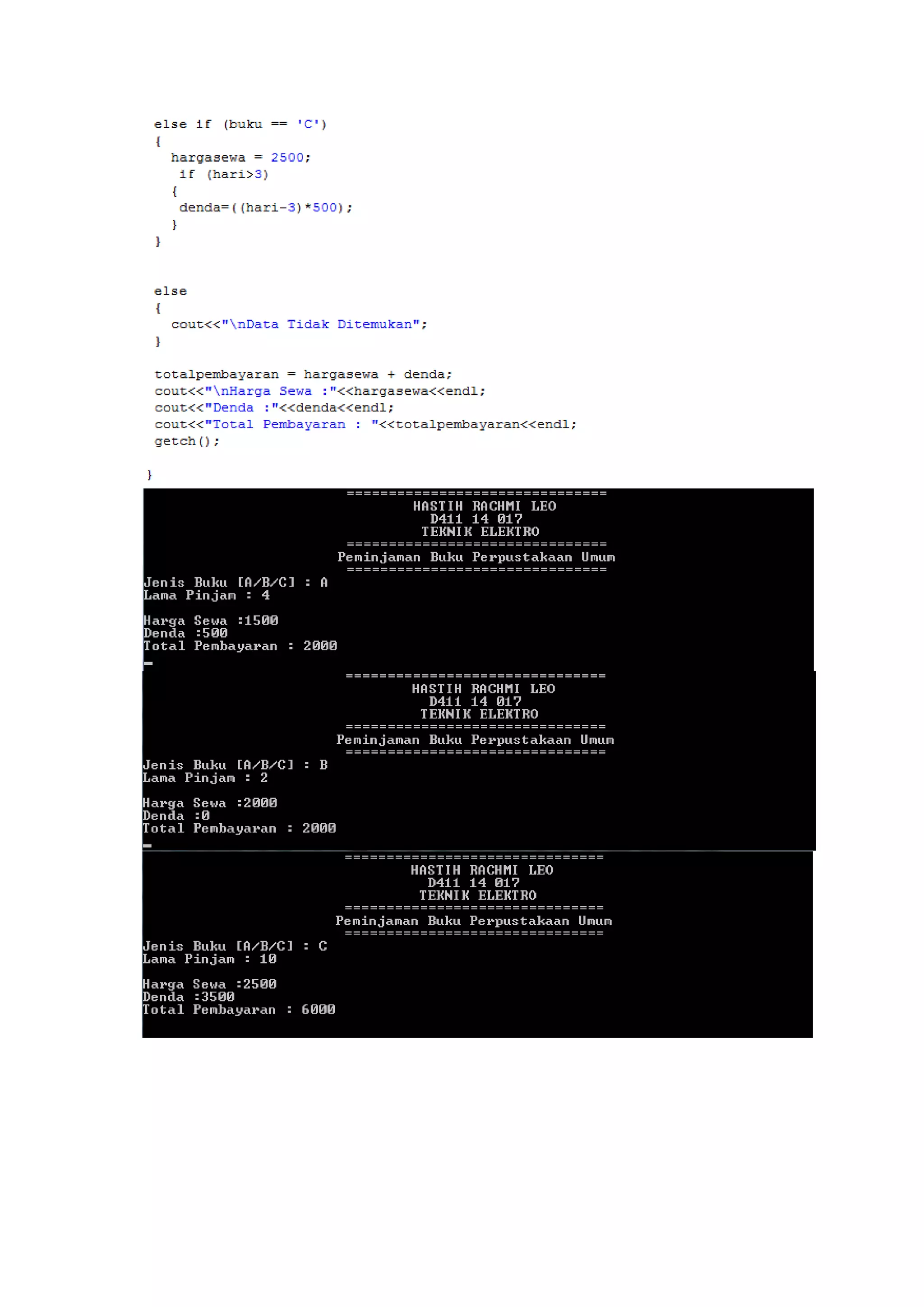 Sebuah program untuk menghitung luar persegi panjang, luas segitiga dan ...
