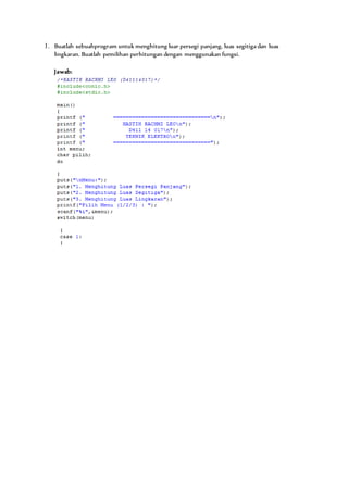 Sebuah program untuk menghitung luar persegi panjang, luas segitiga dan ...