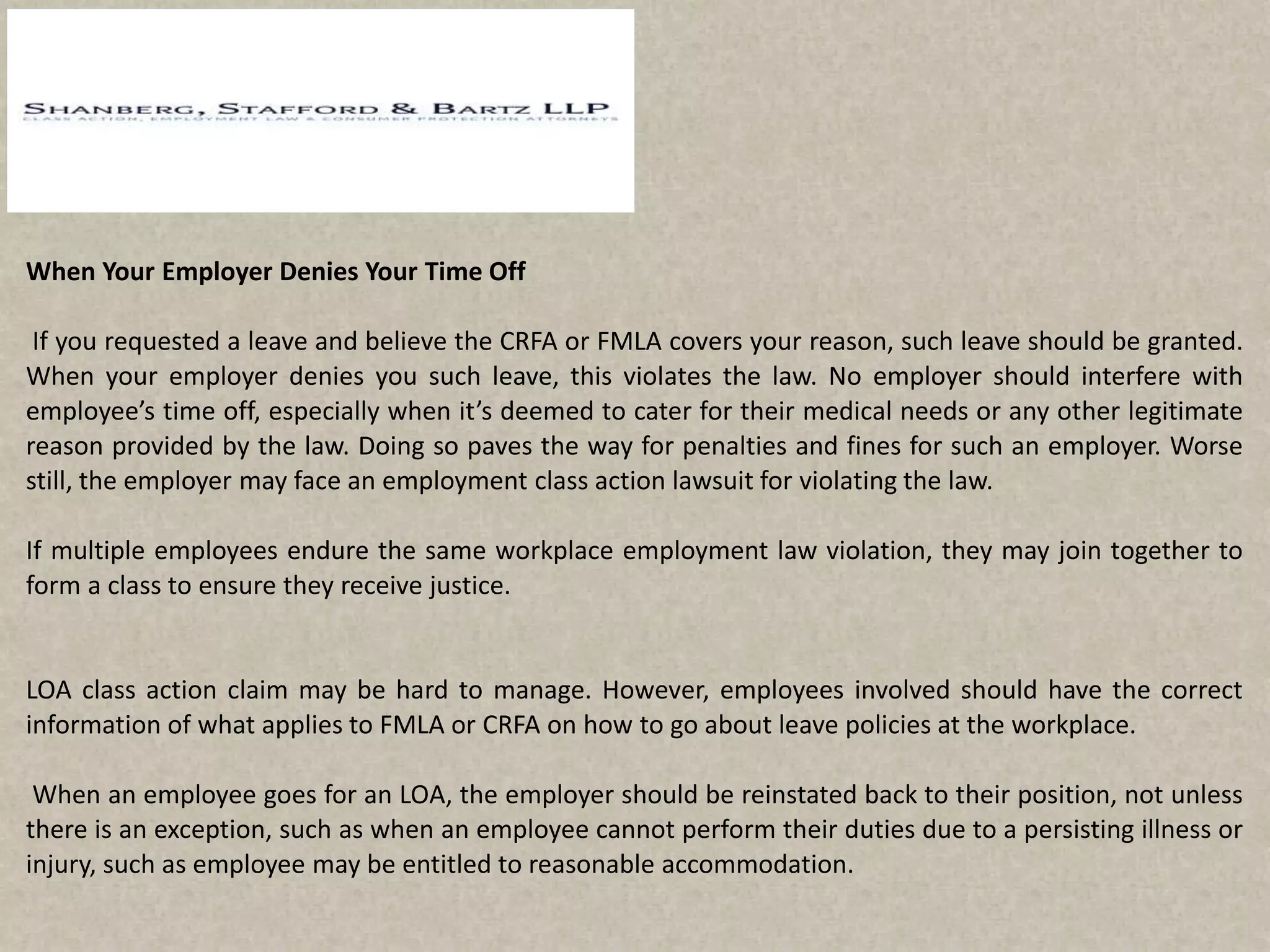 Has your employer denied you a leave of absence (loa) | PPTX | Legal ...