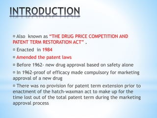 Hatch waxman act and post marketing survillance | PPT