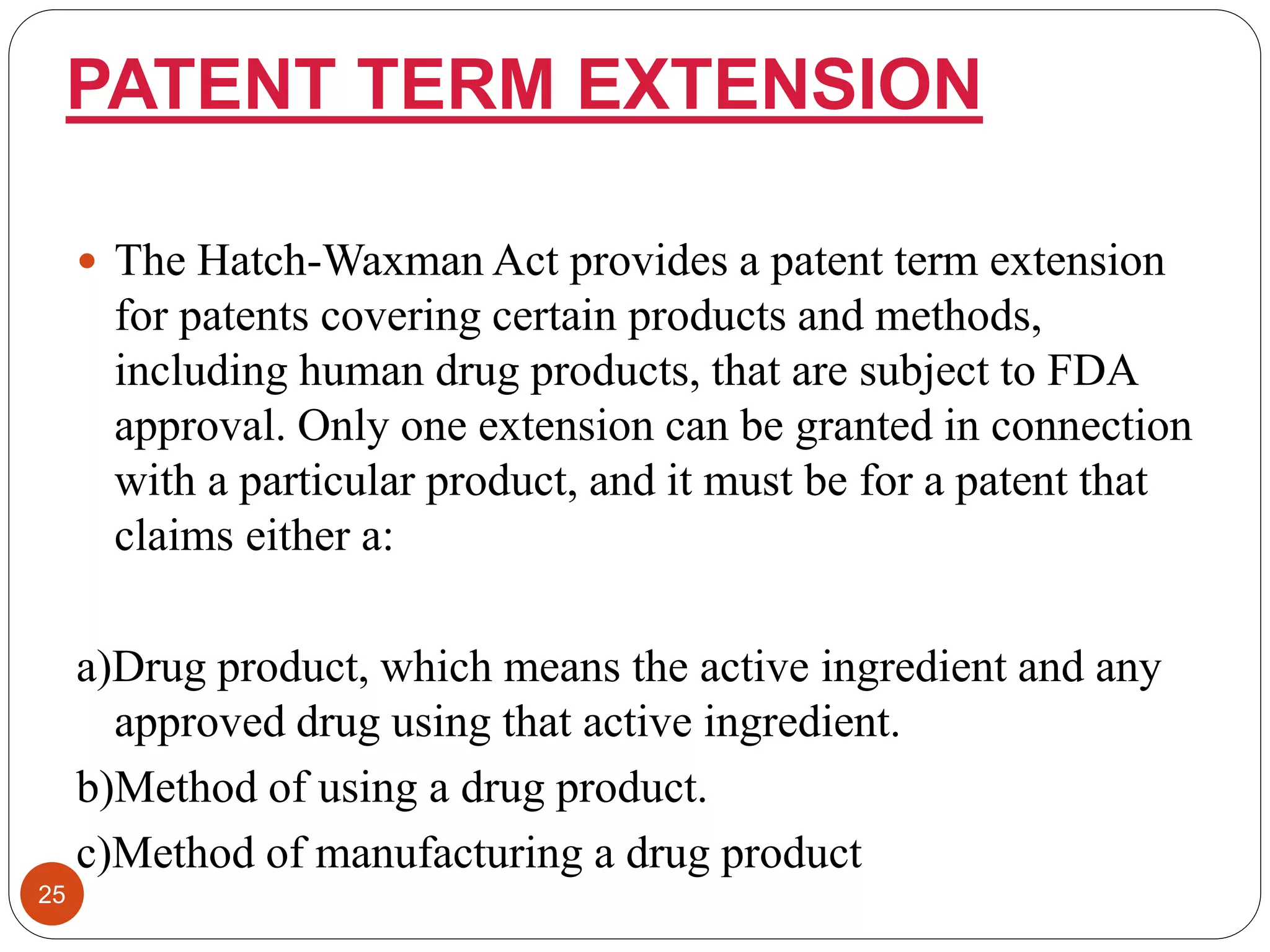 Hatch waxman act & amendments ppt | PPTX