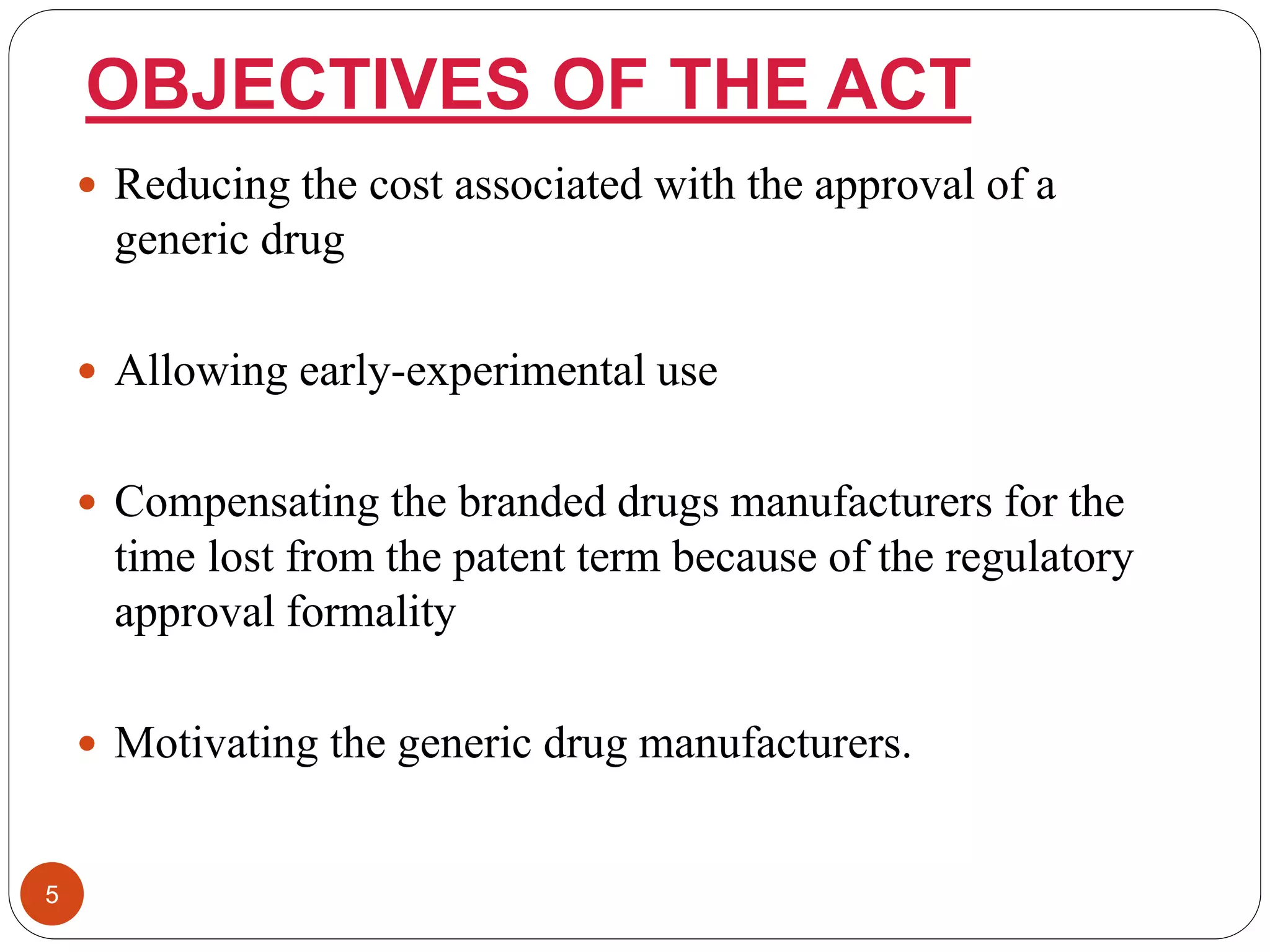 Hatch waxman act & amendments ppt | PPTX