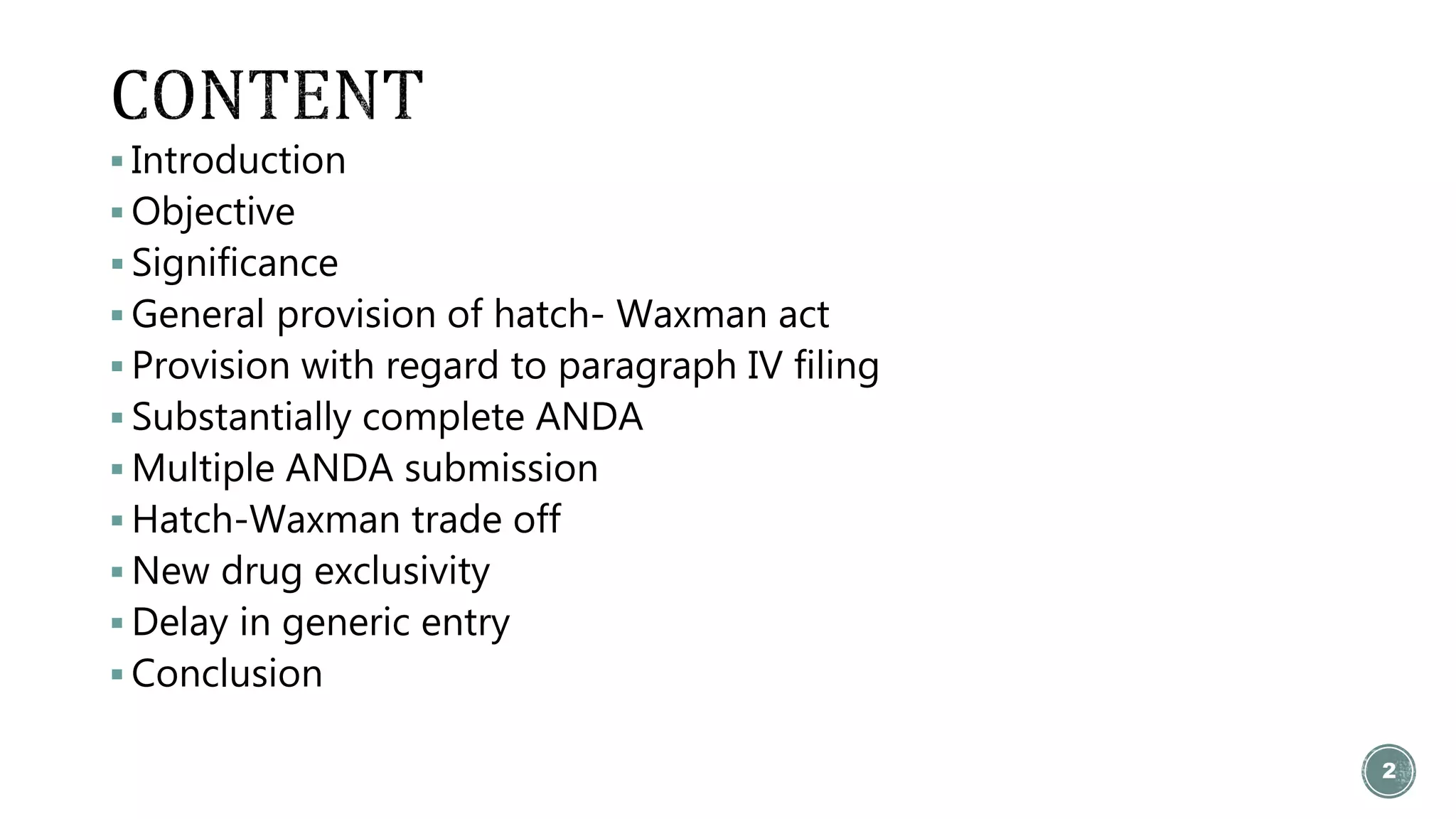 Hatch waxman act my ppt | PPTX