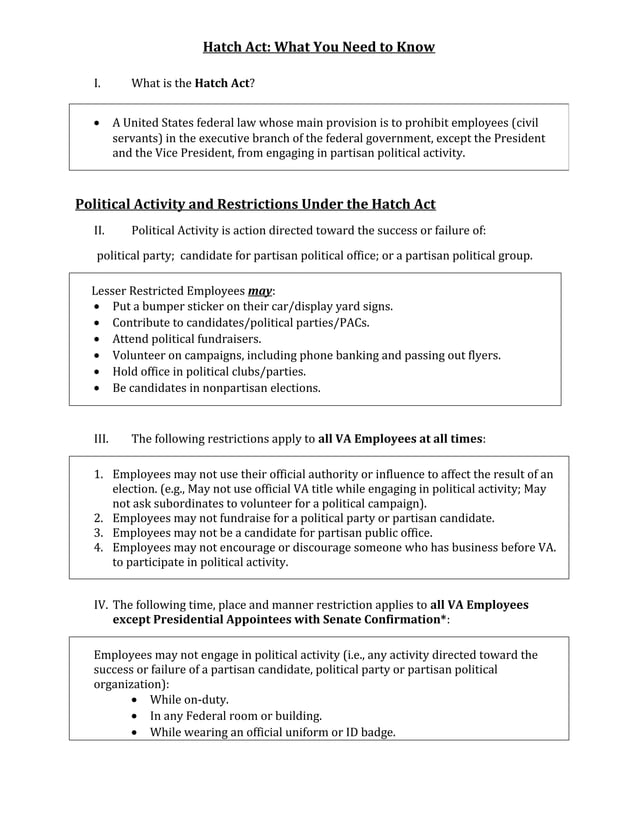 Hatch act presentation | DOC | Elections | Politics
